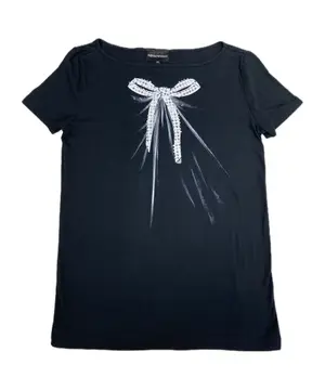 Emporio Armani Crew Neck T-shirt With Embellished Bow Detail