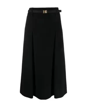 Saint Laurent Wool-blend A-line Midi Skirt - Black