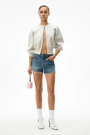 Alexander Wang High-rise Denim Shorts With Raw Edge Hem