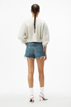 Alexander Wang High-rise Denim Shorts With Raw Edge Hem