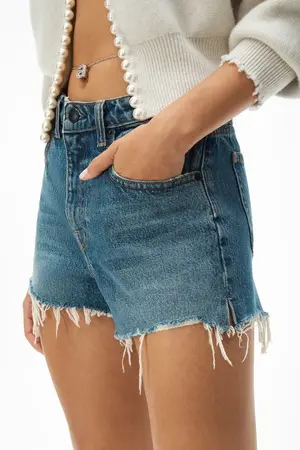 Alexander Wang High-rise Denim Shorts With Raw Edge Hem