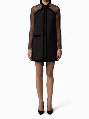 Nina Ricci Velvet-trimmed Tulle-sleeve Minidress