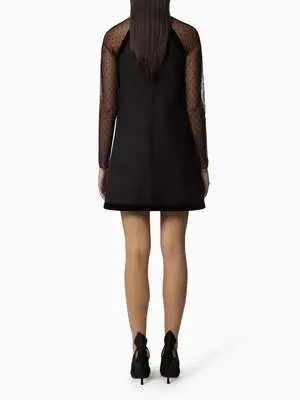Nina Ricci Velvet-trimmed Tulle-sleeve Minidress