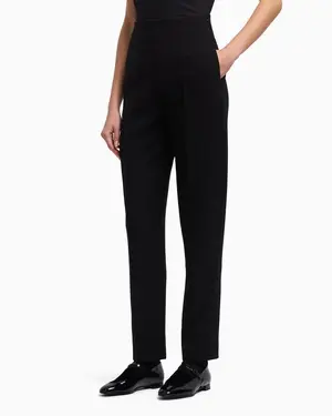 Emporio Armani High-waisted Side Zip Pants - Black