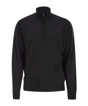 John Smedley Barrow High Neck Zip-up Knitwear - Black