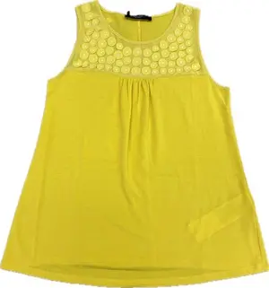 Max Mara Sleeveless Crewneck Top With Embellished Yoke - Yellow