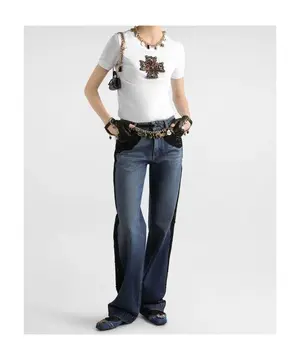 Dolce & Gabbana Lace Detailed Jeans - Blue