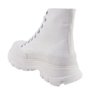 Alexander McQueen Lace-up High-top Canvas Sneakers With Embossed Logo