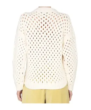 ALYSI Long Sleeved Knitted Jumper With Cut-out Detailing - Beige