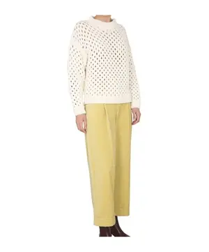 ALYSI Long Sleeved Knitted Jumper With Cut-out Detailing - Beige
