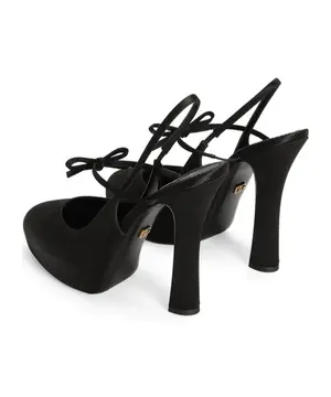 Dolce & Gabbana Bow Detailed Satin Platform Slingback Pumps
