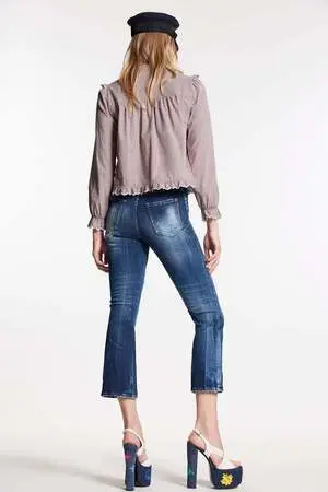 Dsquared2 High-waisted Distressed Flare Jeans - Blue