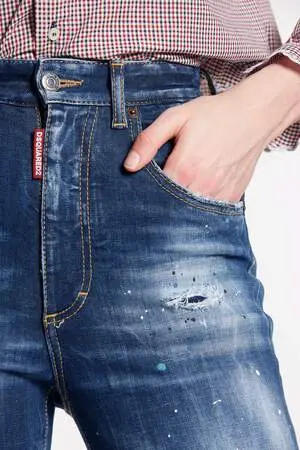 Dsquared2 High-waisted Distressed Flare Jeans - Blue