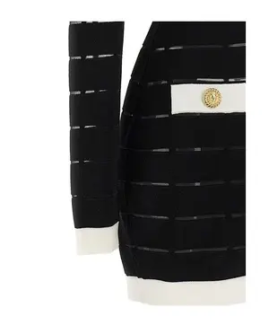 Balmain Embellished Knitted Mini Dress - Black