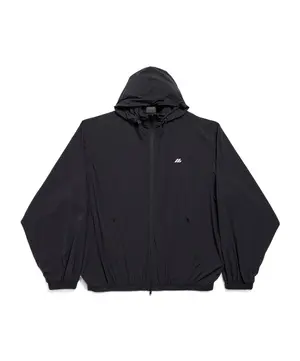 Balenciaga Activewear Logo Printed Windbreaker Jacket - Black