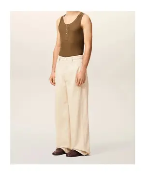 AMI Paris Cotton Loose Fit Jeans - Nude