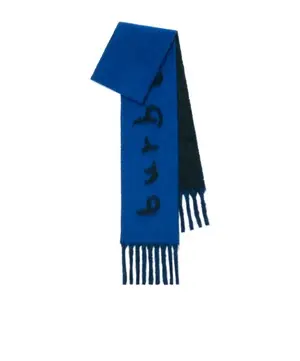 Burberry Reversible Logo Jacquard Fringed Scarf - Forth Blue