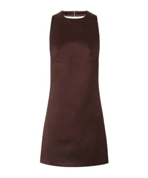 Elisabetta Franchi Duchess Satin Halter Neck Mini Dress With Logo Necklace