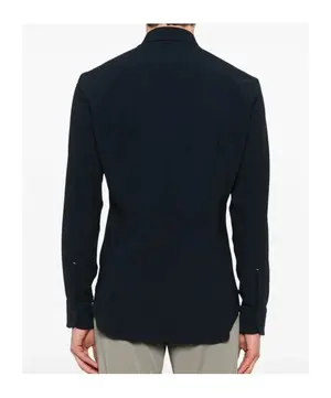 MAZZARELLI Lapel Long Sleeve Shirt - Black