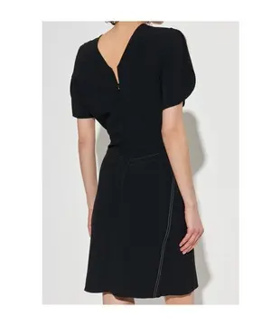 Victoria Beckham Short Sleeve Gathered Midi Dress