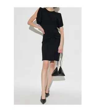 Victoria Beckham Short Sleeve Gathered Midi Dress