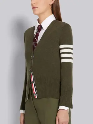 Thom Browne Four-bar V-neck Cardigan - Black