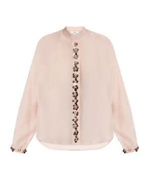 FORTE_FORTE Flower Embellished Long Sleeve Shirt