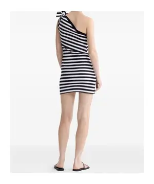 PATOU One-shoulder Striped Mini Dress - Black