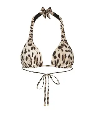 Dolce & Gabbana Leopard Print Bikini Top - Nude