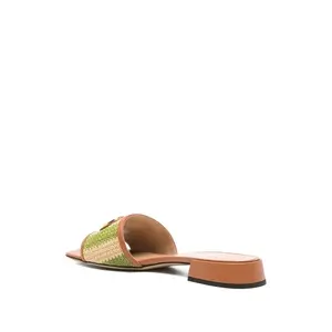 Valentino Garavani Vlogo Signature Raffia Slip-on Sandals - Nude