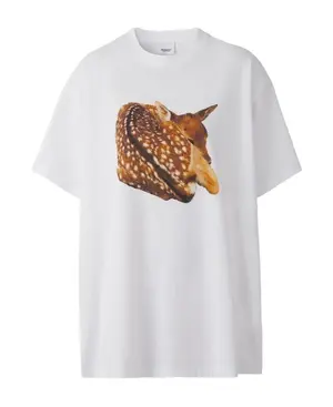 Burberry Deer Print Cotton T-shirt