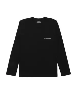 Emporio Armani T-shirt With Round Neck And Long Sleeves - Black