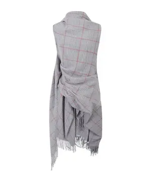 JEAN PAUL GAULTIER Checkered Tassel Hem Scarf Draped Top