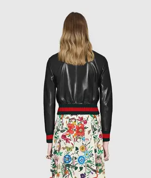 Gucci Leather Knot Detailed Bomber Jacket