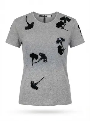 Sportmax Short Sleeve T-shirt With Sequined Applique - Gray