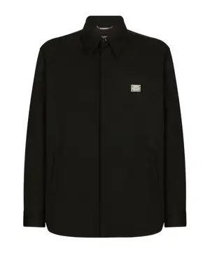 Dolce & Gabbana Dolce Gabbana Logo-plaque Concealed Fastened Overshirt - Black