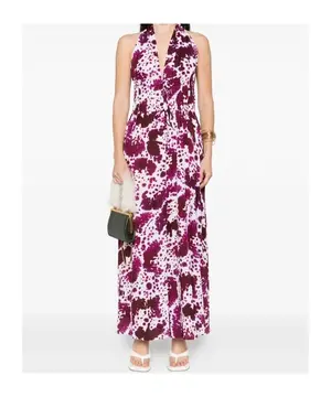 Dries Van Noten Halter Neck Maxi Dress - Red