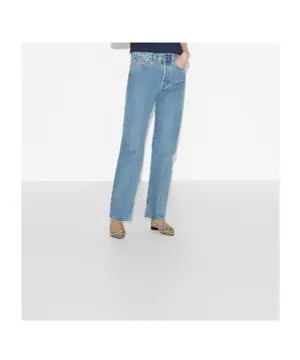 Gucci Low Waist Jeans With Logo Patch - Blue