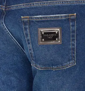 Dolce & Gabbana Logo Plaque Straight Leg Jeans - Blue