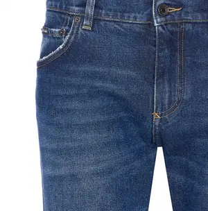 Dolce & Gabbana Logo Plaque Straight Leg Jeans - Blue