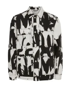 Alexander McQueen Printed Denim Jacket - Black