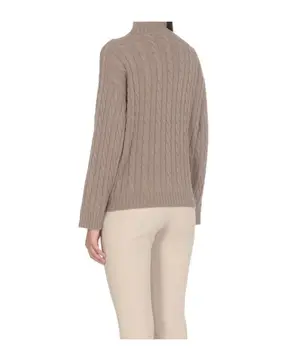 Peserico High Neck Ribbed Long Sleeve Jumper - Gray