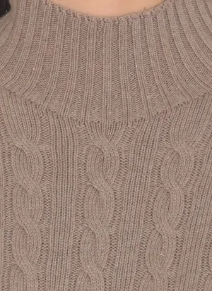 Peserico High Neck Ribbed Long Sleeve Jumper - Gray
