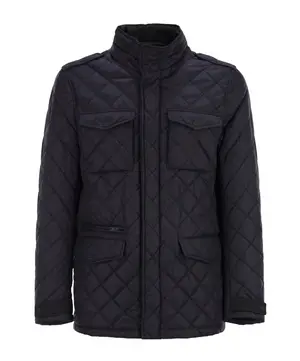 Herno Diamond Quilted Cotton Jacket With High Collar