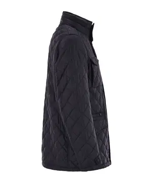 Herno Diamond Quilted Cotton Jacket With High Collar