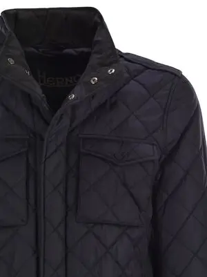 Herno Diamond Quilted Cotton Jacket With High Collar