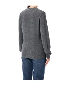 Play Comme Des Garcon V-neck Sweater With Heart Logo - Grey