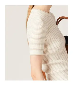 Miu Miu Ribbed Knit Short Sleeve Mini Dress