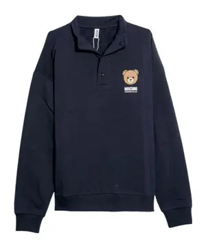 Moschino Long Sleeve Collared Sweatshirt With Bear Print - Black