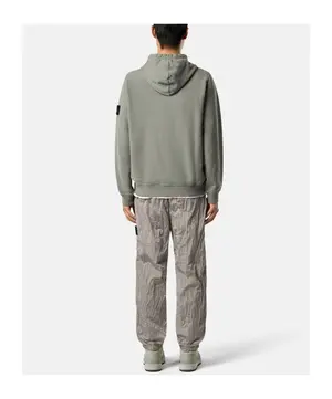 Stone Island Logo Patch Zip-up Hoodie - Gray